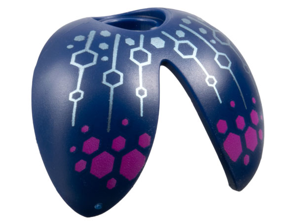 Minifigure Wings Insect Beetle with Neck Hole with Metallic Light Blue Circuitry and Magenta Hexagons Pattern, 69948pb02 Dark Blue N
