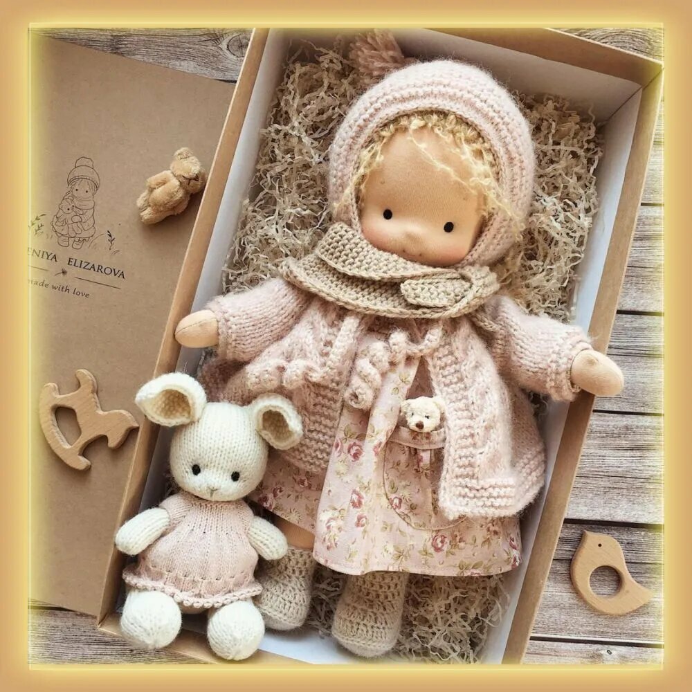 Waldorfdoll Кукла для девочки мягкая с одеждой текстильная тряпичная с длинными волосами интерьерная ручной работы-ROMIKY