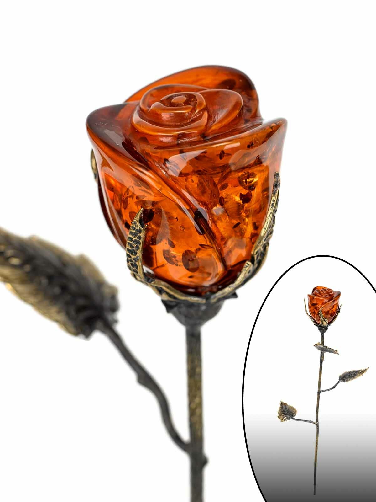 Сувенирная фигурка - Роза, Балтийский Янтарь, 32 см