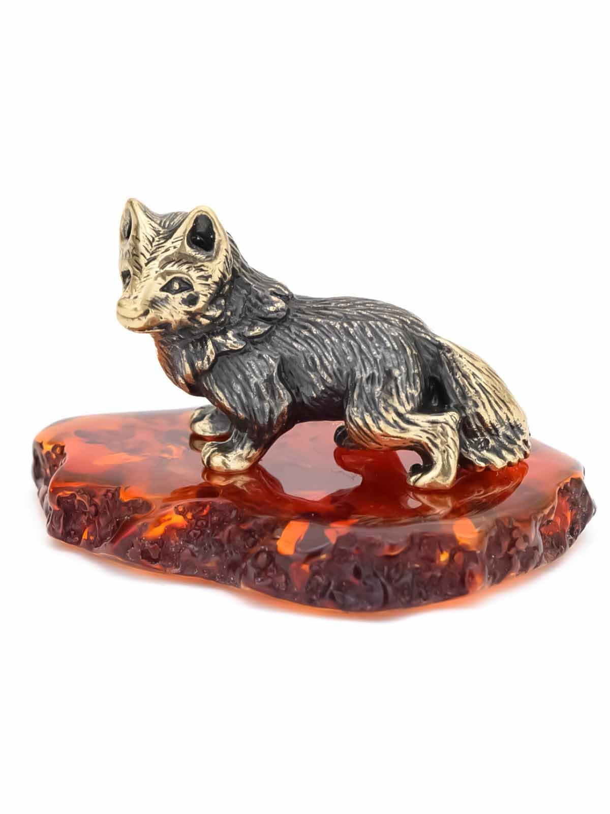 Сувенирная фигурка - Лисенок, Балтийский Янтарь, 2,5 см