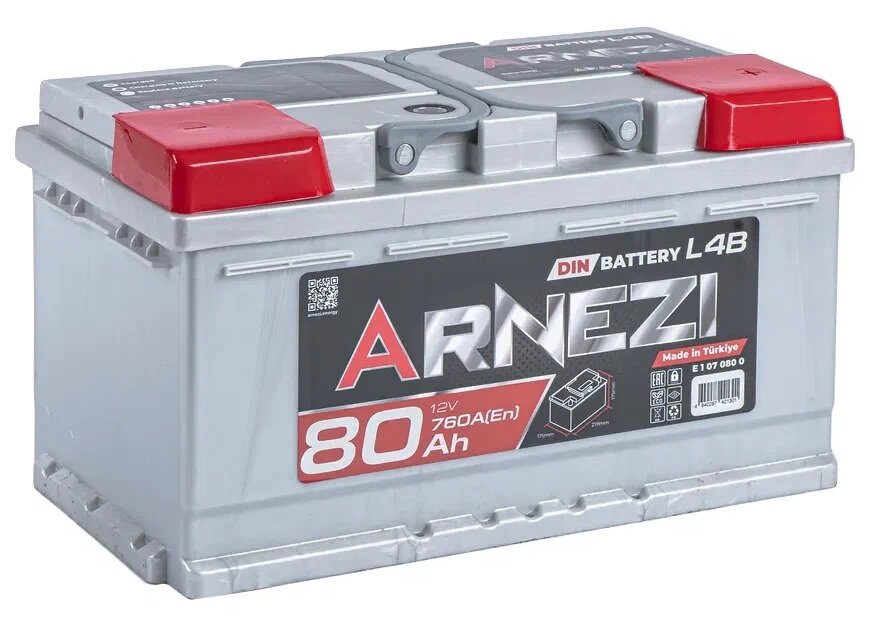 Аккумулятор автомобильный Arnezi DIN 80 А/ч 760 А обр. пол. низкий Евро авто (315х175х175) E1070800