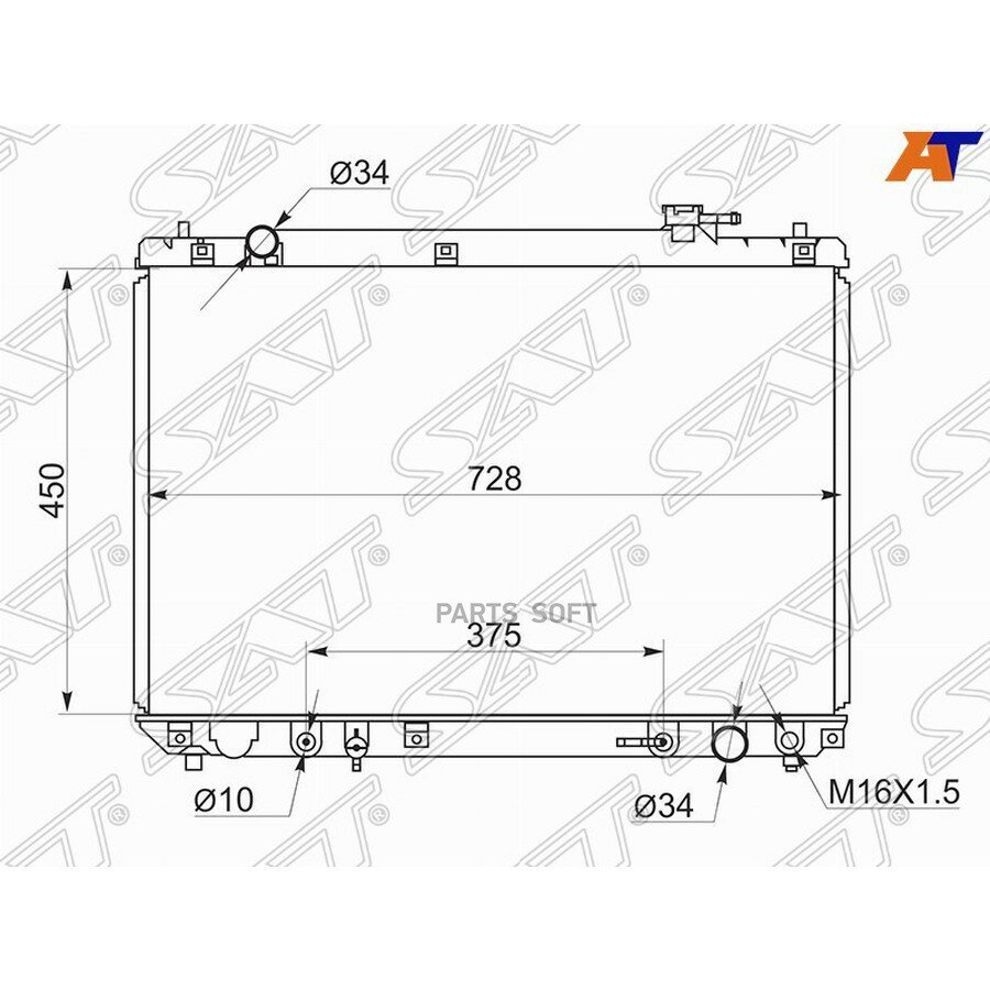 Радиатор Toyota Harrier (XU10) 97-03 / Highlander 00-07 от официального дистрибьютора, SAT, артикул TY0003ACU10