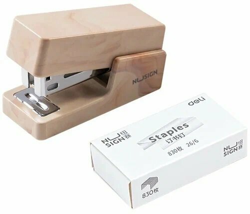 Степлер мини Deli NS083C BEIGE Nusign 24/6 26/6 (25листов) бежевый 830скоб пластик коробка