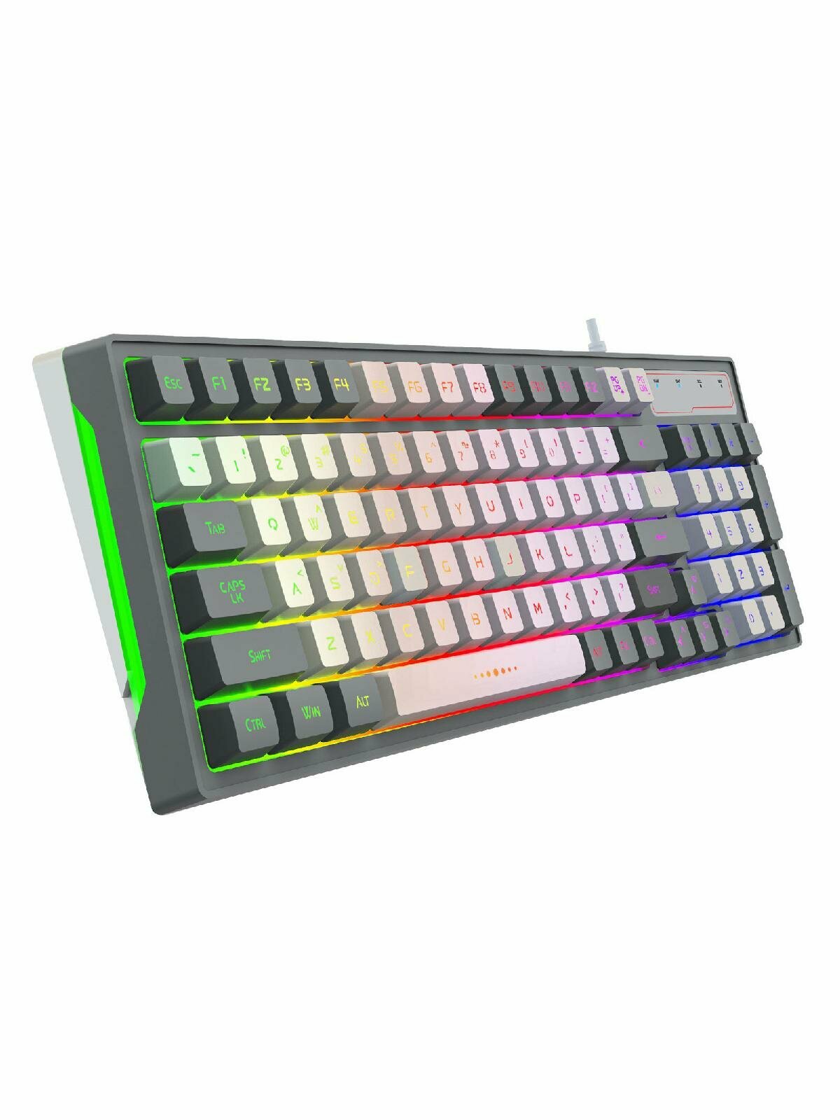 V600 96 Keys Gaming Keyboard Customizable Lighting Membrane Gaming Keypad Black Gray Two Color Injection Ergonomic