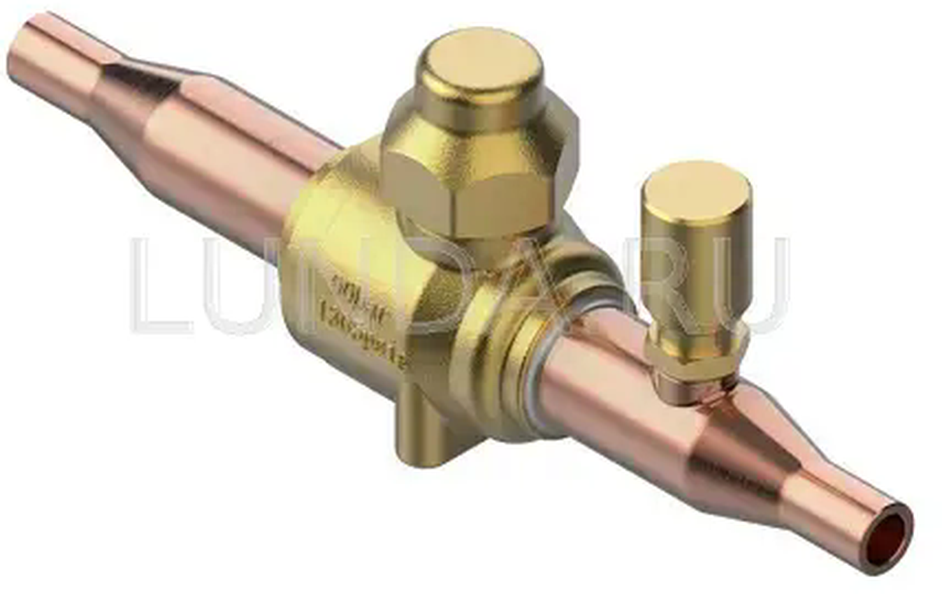 Шаровой кран запорный GBC 16S Ду 16 мм, Kvs=11,0 м3/ч, с сервисным штуцером, со штуцерами под пайку, Ридан 009L7053R