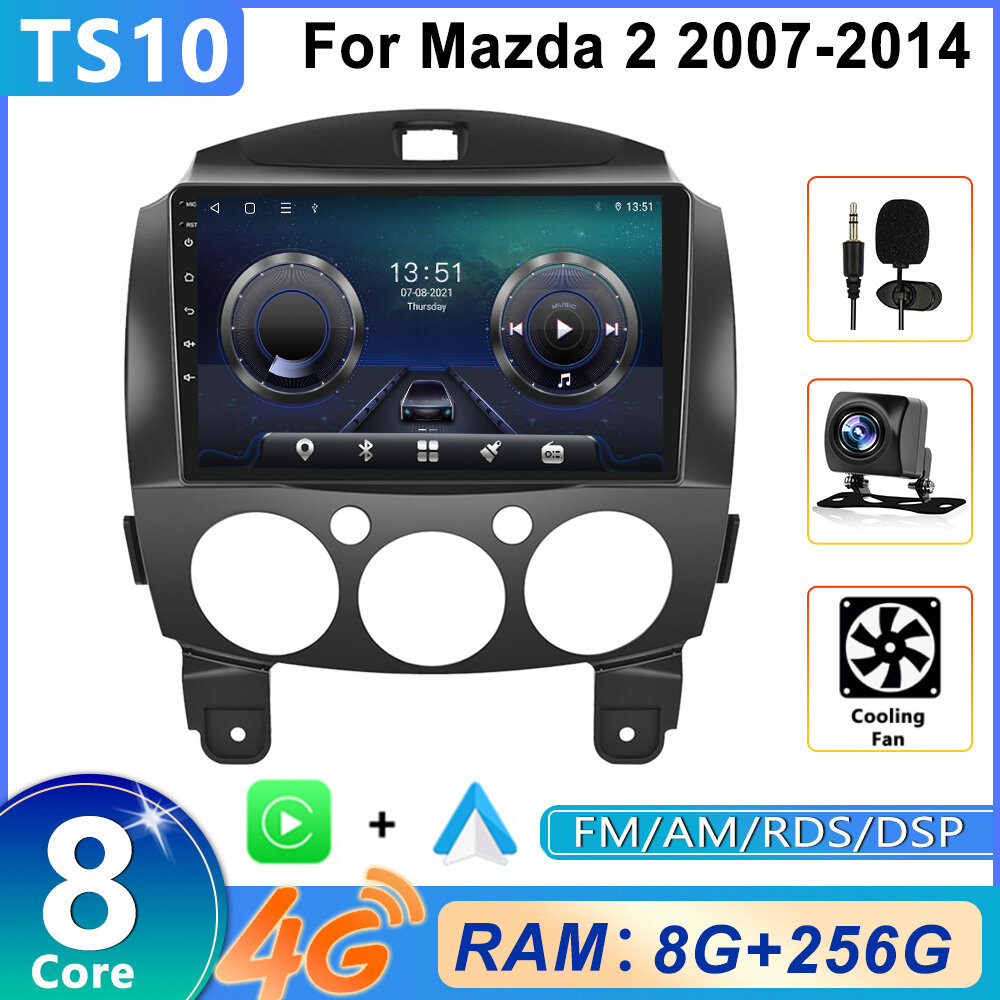 Магнитола для Mazda 2 2007-2014/ Автомагнитола Андроид Мазда 2 2007-2014