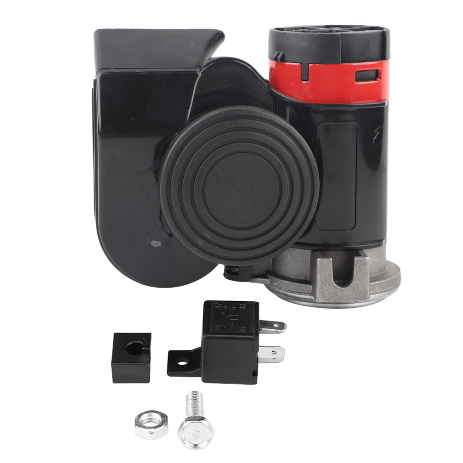 Dual Air Horn, Low Power Loud 12V Clear Electronic Snail Horn Durable for Otorcycle SUV Bike Yacht Boat