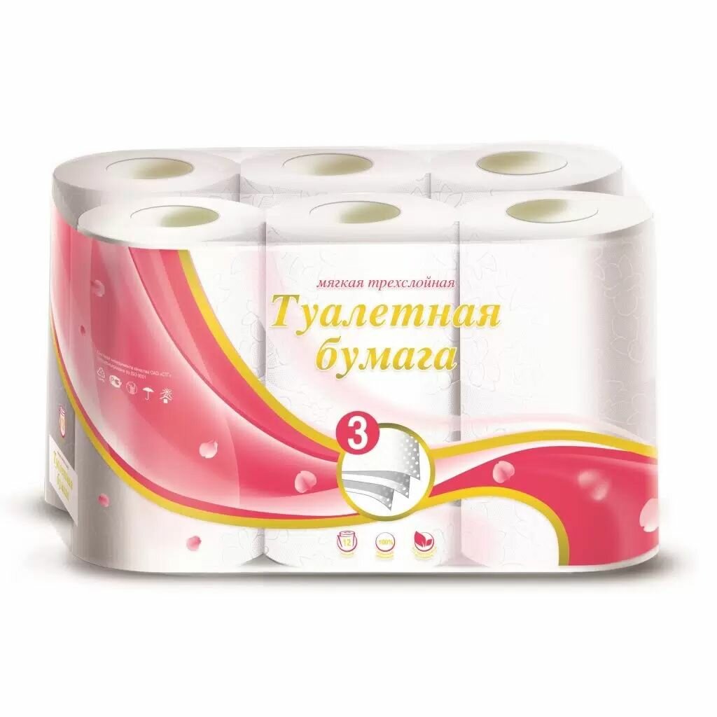 Туалетная бумага Veiro 3 слоя 12 шт 17 м с втулкой Россия