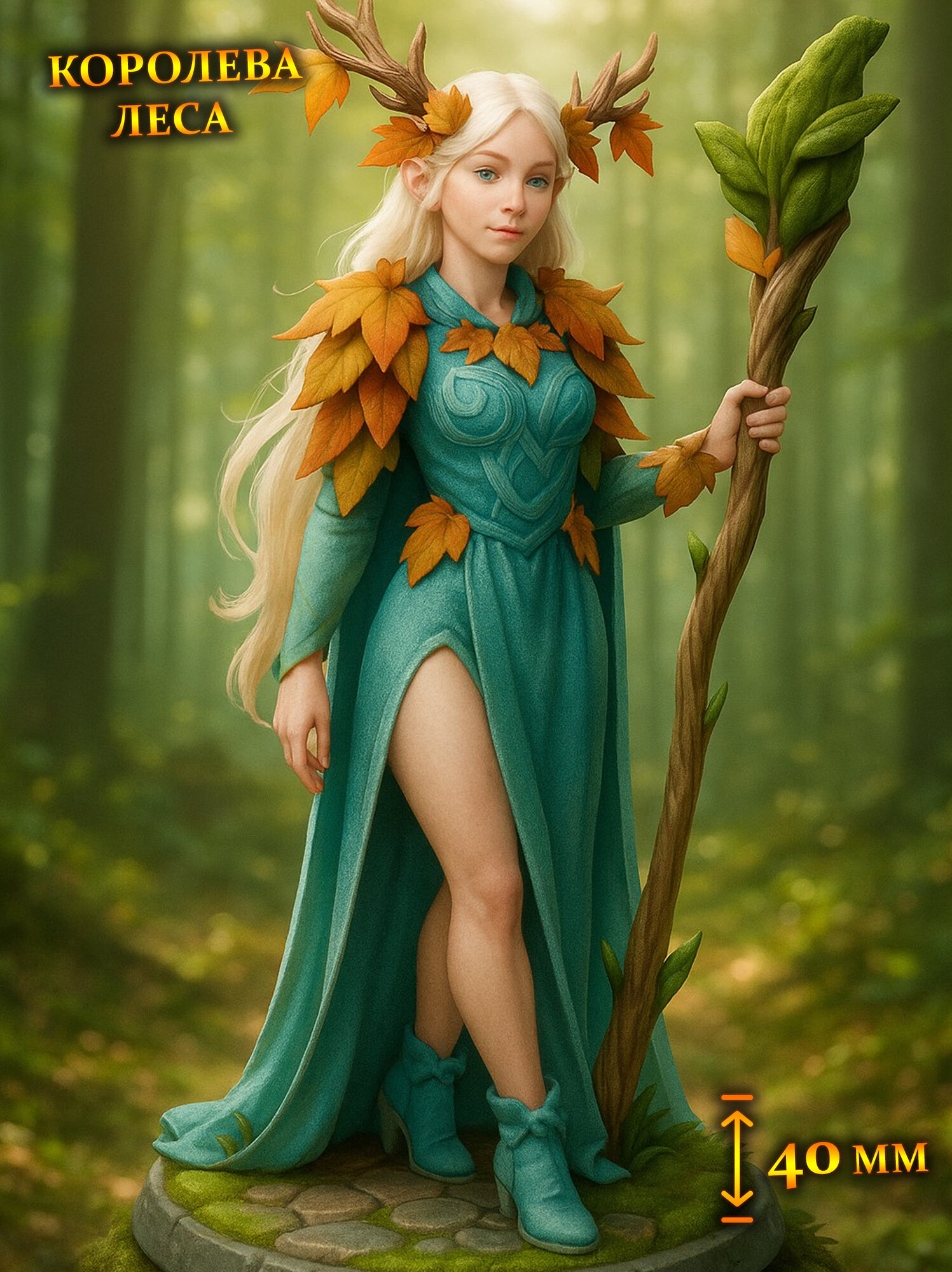 Эльф жрица Королева Леса Друид Волшебница (40мм) миниатюра для DnD (ДнД) и других Настольных игр( НРИ, Варгеймов или РПГ), фентези тематика