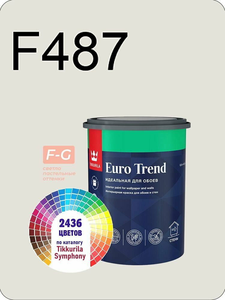 Краска для обоев Tikkurila Euro Trend 0,9л. светло-пастельные оттенки F487