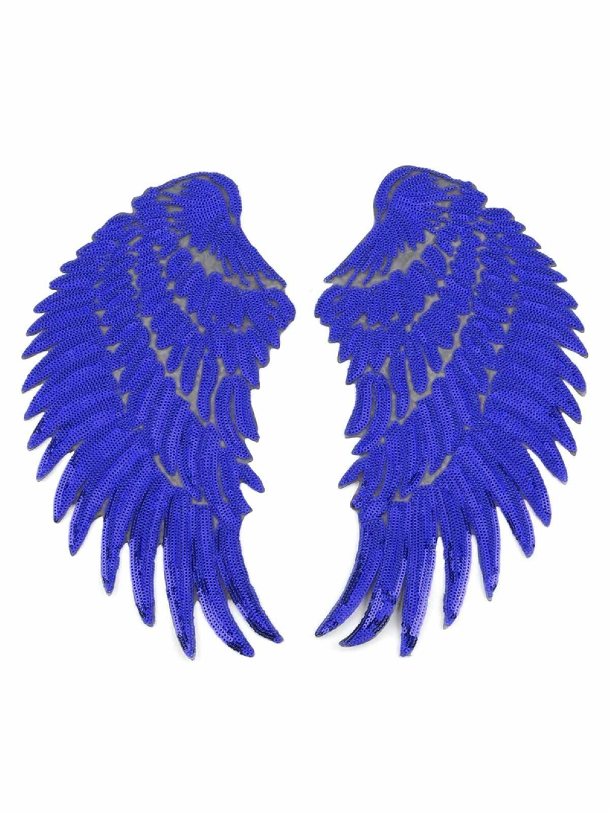 Нашивки Крылья с Блестками для Косплея и Одежды, Королевский синий - S
