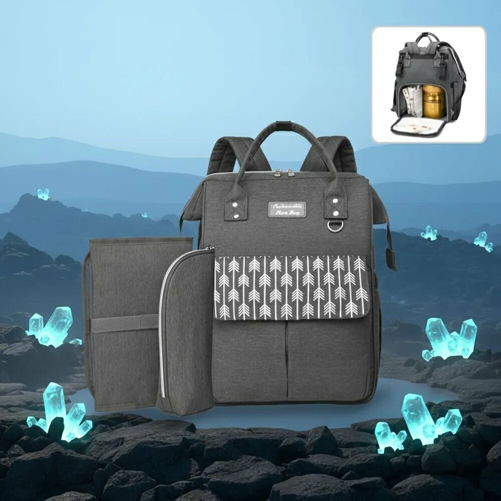 Удобный для путешествий рюкзак для мамы, сумка, рюкзак для коляски + водонепроницаемый подгузник, детская бутылочка, горячий пенал.