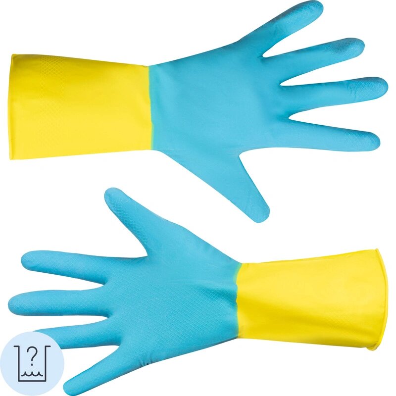 Перчатки хозяйственные Gloves Lux BICOLOR сине-желтые р. L
