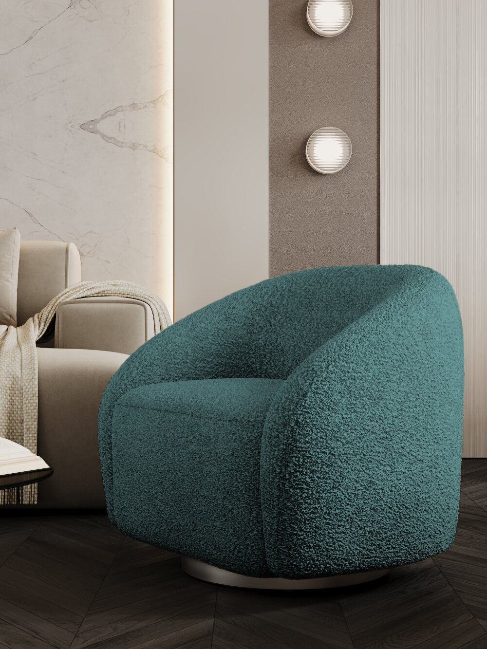 Кресло крутящееся ZAFFIRO премиум дизайн, букле