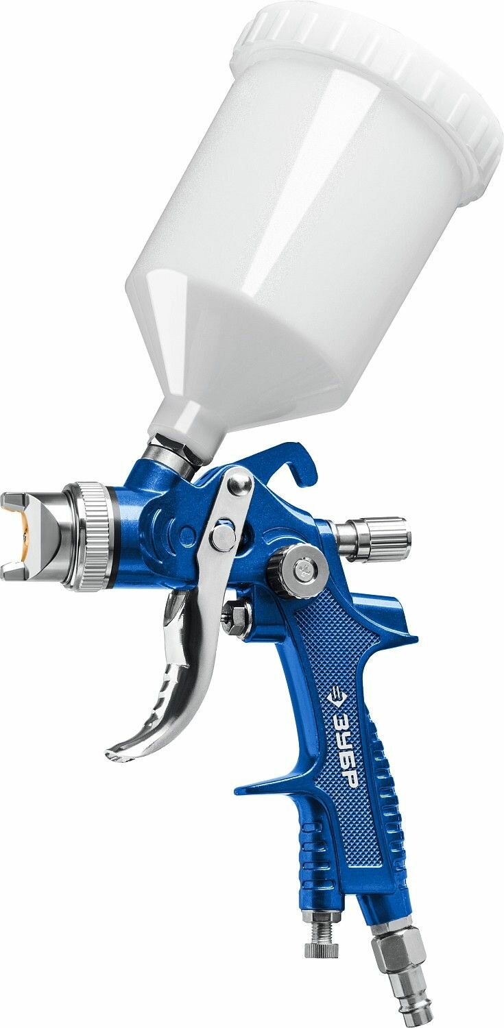 Пневматический краскопульт ЗУБР PRO 600, HVLP, 1.7 мм, верхний бачок, профессиональный 06563-1.7_z01