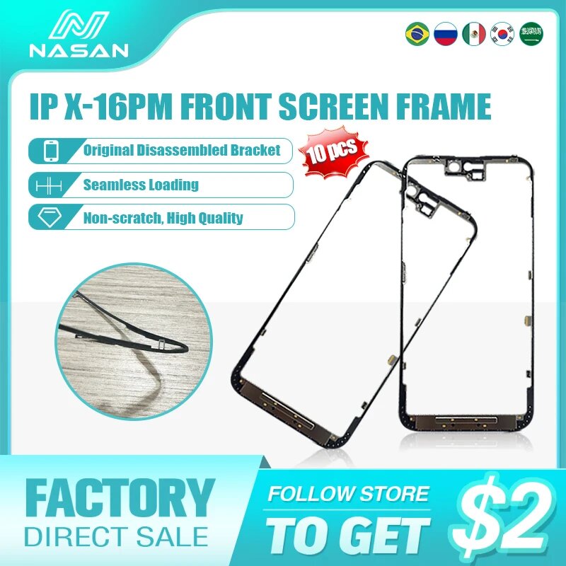 NASAN 10 шт./кор. оригинальная рамка для разборки для iPhone 16Pro 15Pro 11 12 13 14 15 16 Pro Max Plus, поддержка, рамка для ремонта мобильных ЖК-дисплеев for iPhone 14PRO MAX