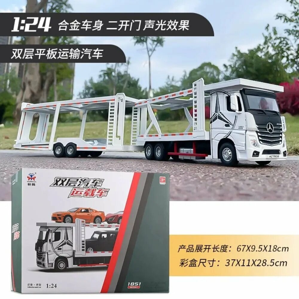1:24 Mercedes Benz Truck Trailer Model Flatbed Transporter Toy Gift, подарки для мальчиков, коллекции хобби, подарки на день рождения