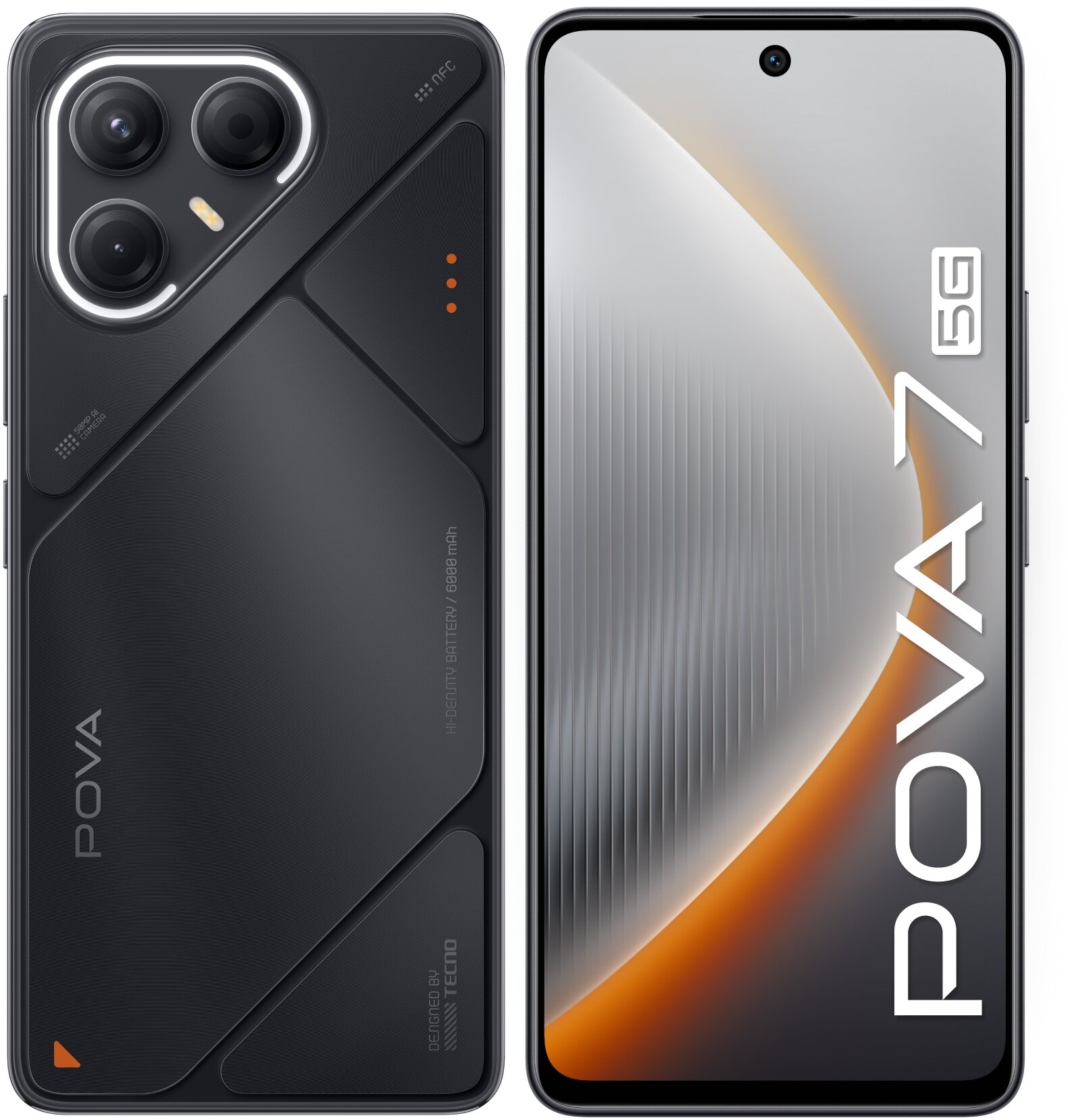 Смартфон Tecno Pova 7 5G 256Gb 8Gb черный 3G 4G 2Sim 6.78" IPS 1080x2460 And15 50Mpix 802.11 a/b/g/n