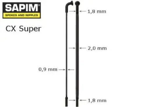 Sapim CX-Super спицы стальные черные 15G 1,8 мм nipple included