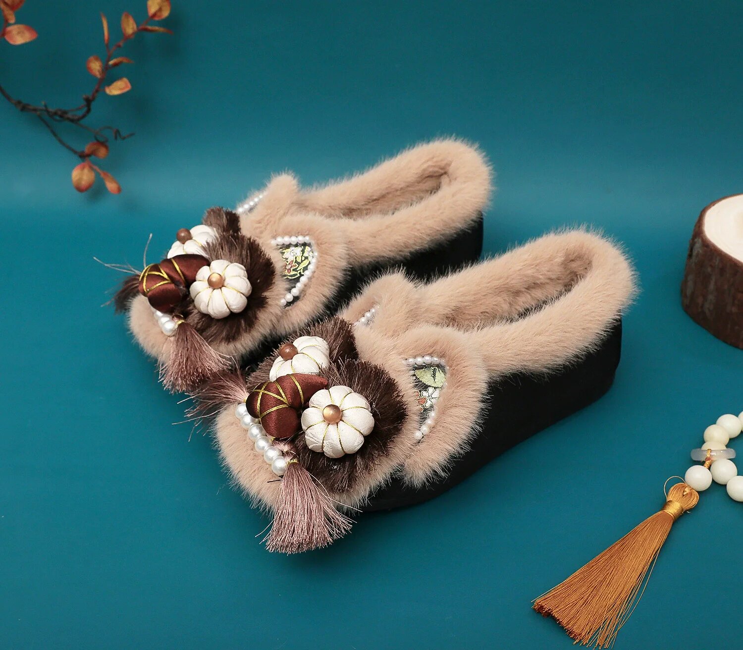 Модная тканевая обувь в этническом стиле, женские туфли Zapatos, 38, 5-317-56 Fur brown