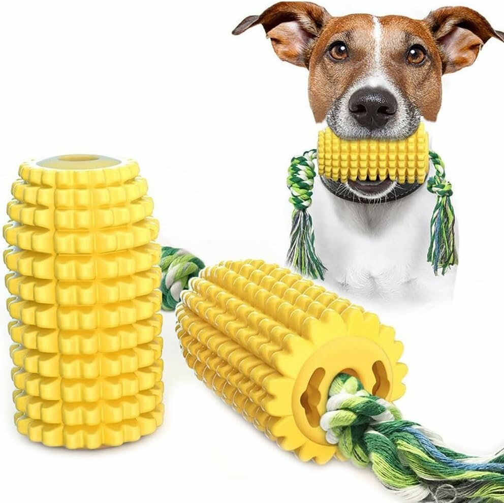 DINGXIAN Игрушка для собак в форме початка кукурузы, интерактивная, для агрессивных , с веревкой и отделом для лакомств, плавающая резиновая игрушка для жевания, для средних и крупных пород