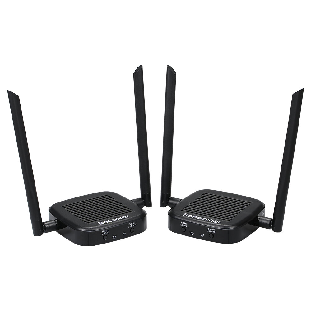 200M HD Wireless Extender Transmitter+Receiver Set 5.8G Wireless Module H.264 Format Support Type-C Input HD Loop Output EU Plug ABS+aluminum alloy HD 1.3 HDCP 1.2 1920*1080@60Hz 23dbm Unidirection 20-60KHz 4.75W 3W 10*10*2.6cm 1 Transmitter 1 Receiver 1