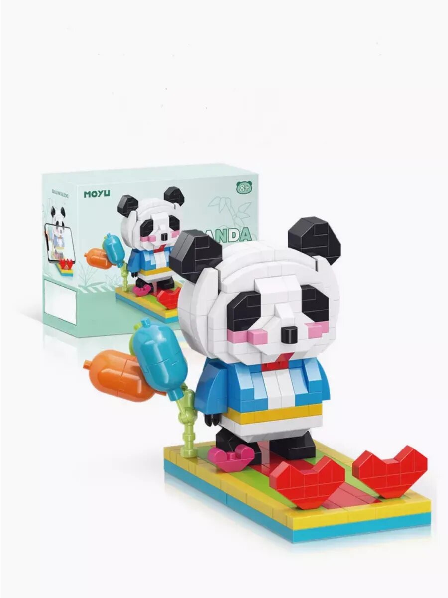 Конструктор мини блоки панда с шариками Подставка для телефона, 319 деталей ( набор / подарок для мальчиков и девочек / подарок ребенку)