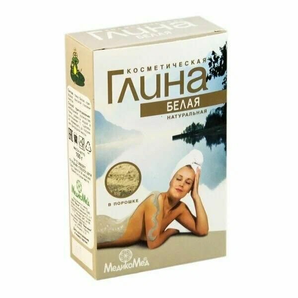 Косметическая глина Медикомед белая, натуральная, антисептическая, 100 г