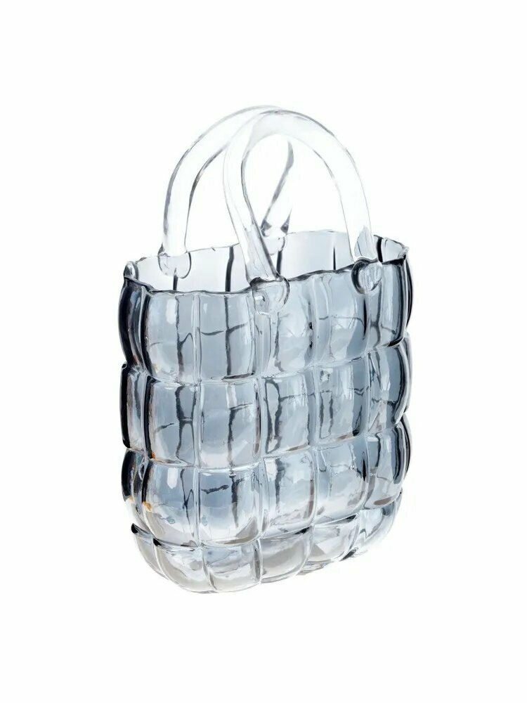 Ваза "Сумочка" голубая", 27.5 см , Стекло, 1 шт