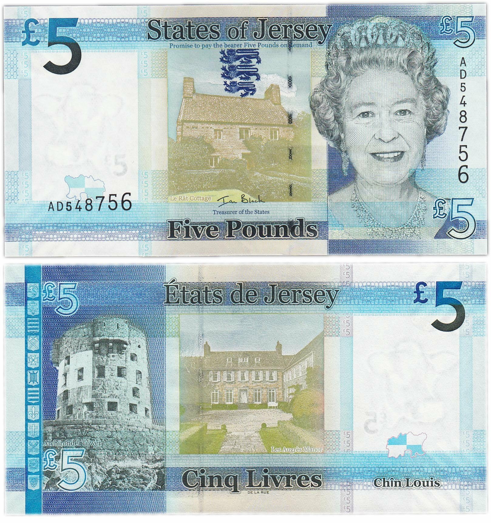 Джерси - 5 фунтов 2010 "5 фунтов 2010 "Башня Архиронделя, поместье Ле Огре" pick 33