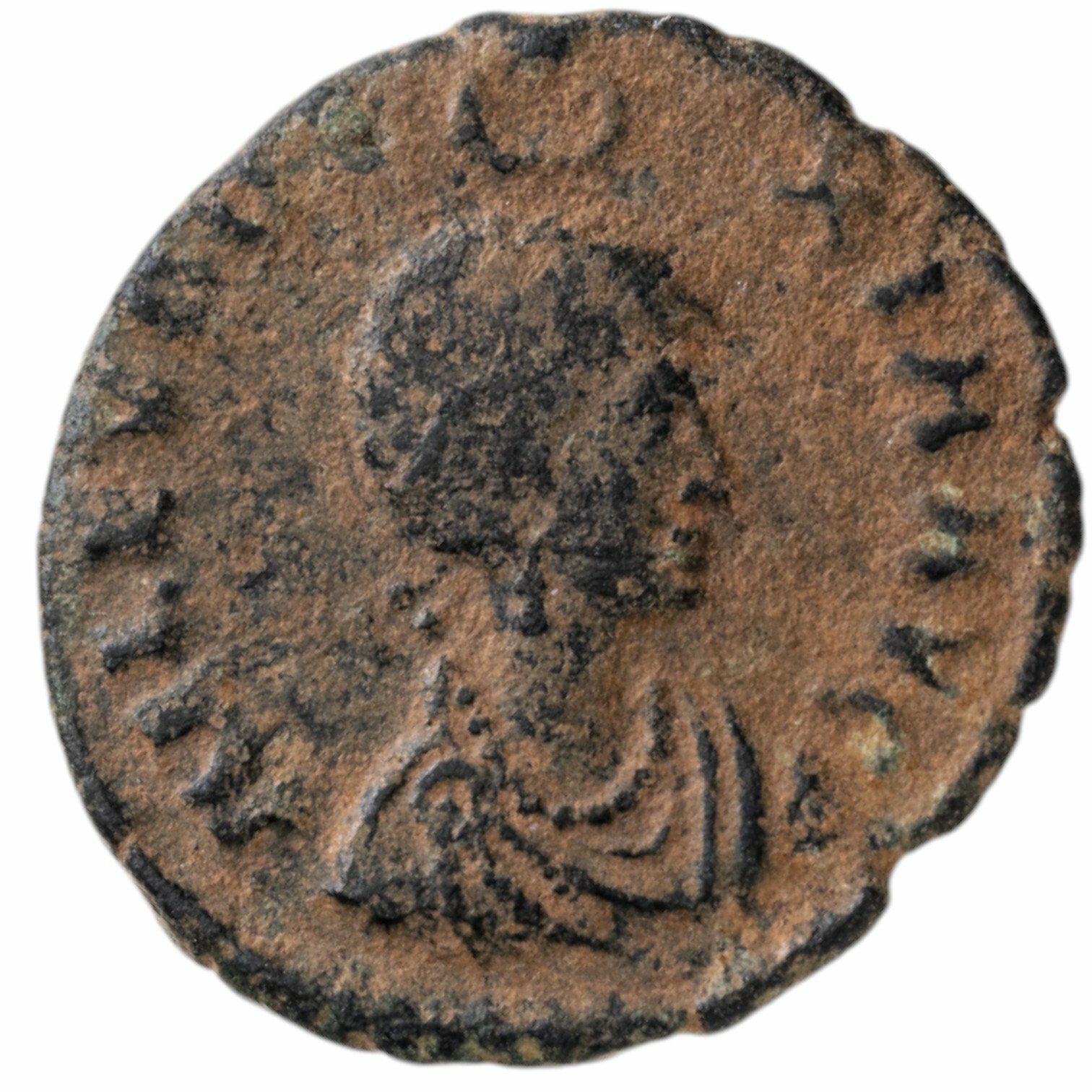 Римская империя, Элия Евдоксия, жена Аркадия, нуммий 401-405 гг, Медь, в сохранности VF