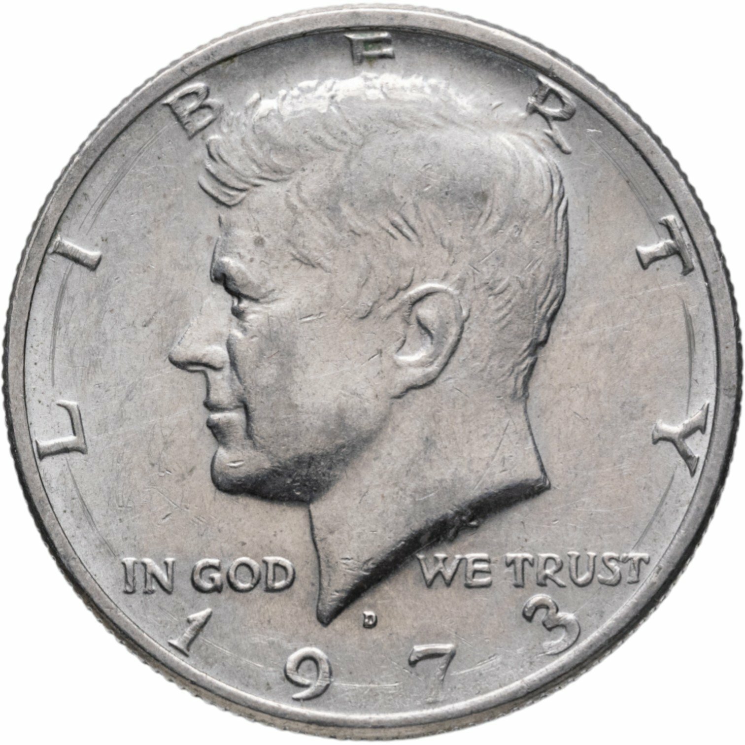 США 50 центов 1/2 доллара, half dollar 1973 D Kennedy Half Dollar Кеннеди, Медь, покрытая медно-никелевым сплавом, в сохранности AU-UNC