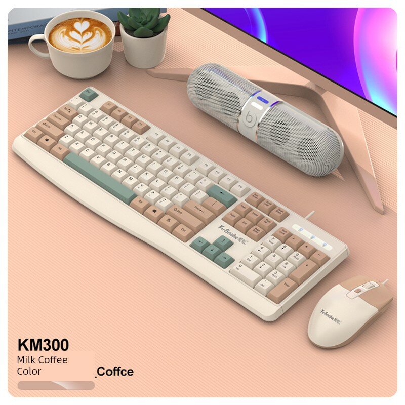 Viper KM300 набор клавиатура и мышь для офиса - кремовый эргономичный комплект