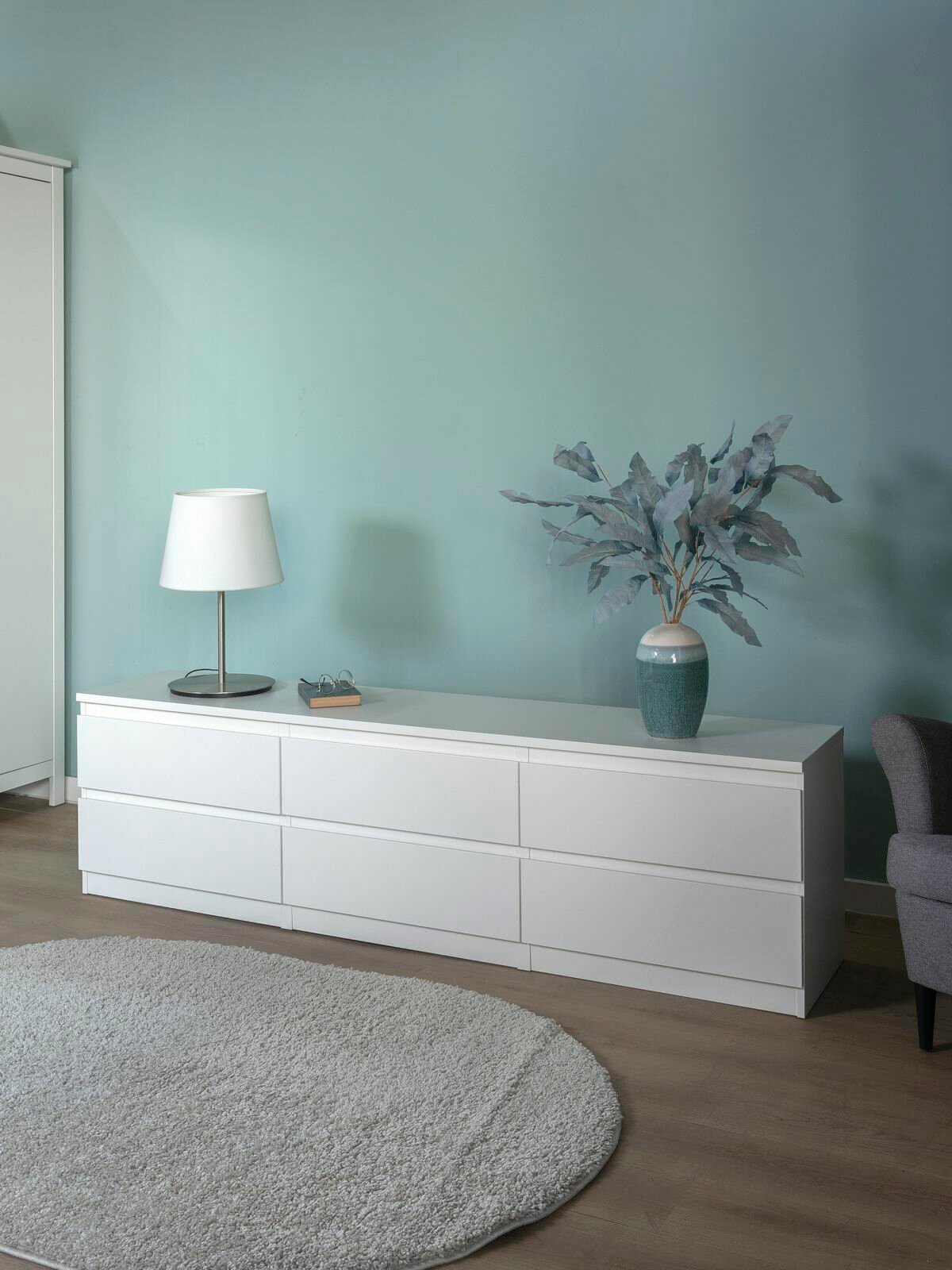 Тумба для ТВ Кастор, 6 ящиков, 194х40х54 см, белая, ГУД лакк