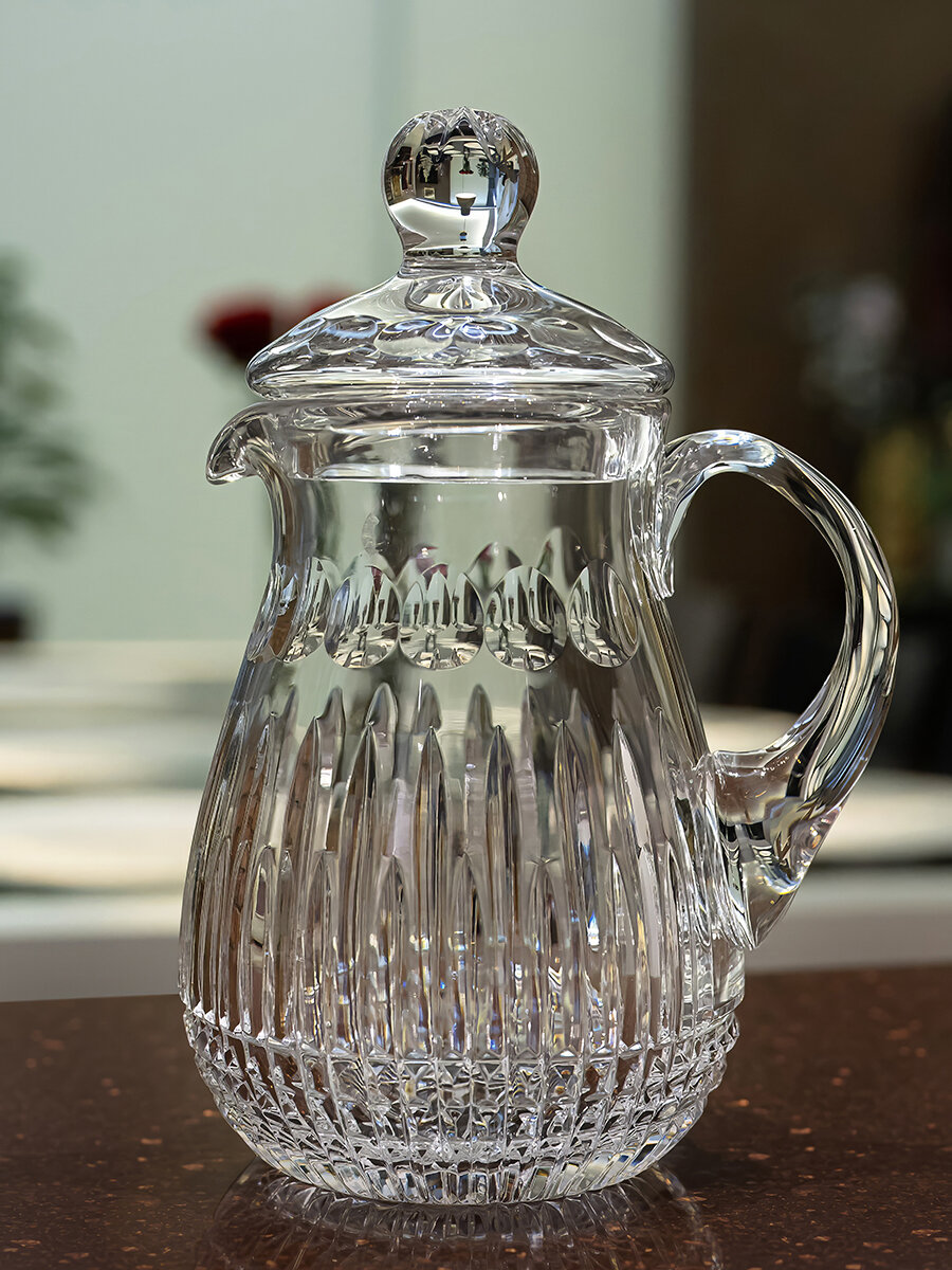 Хрустальный кувшин с крышкой и ручкой для воды / сока / лимонада и безалкогольных напитков, объем 1 литр, Неман 1000/206 - 12783/1,0л