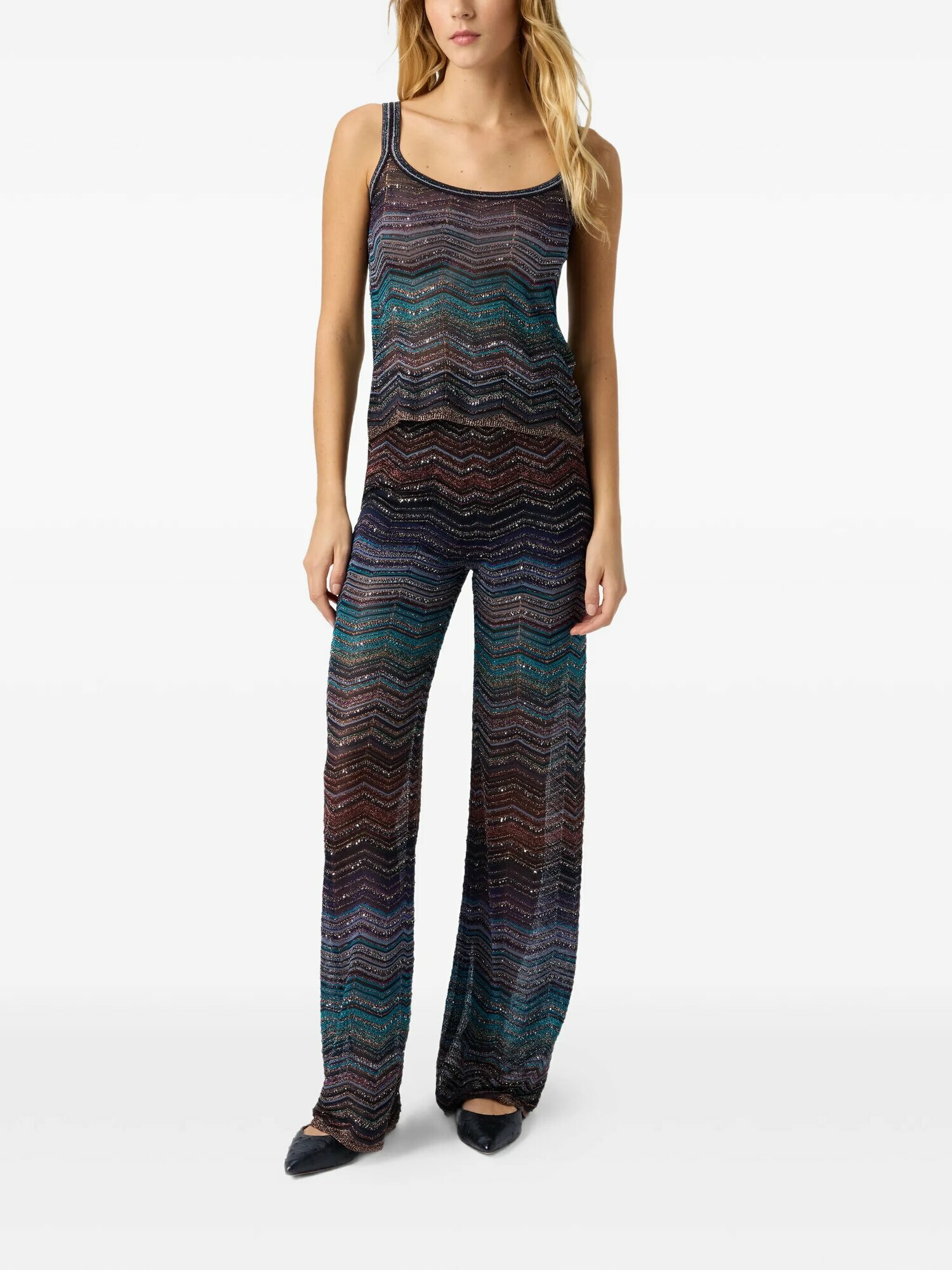 Топ Missoni Chevron-pattern sequin-detail top, размер 42, зеленый, — фото 1