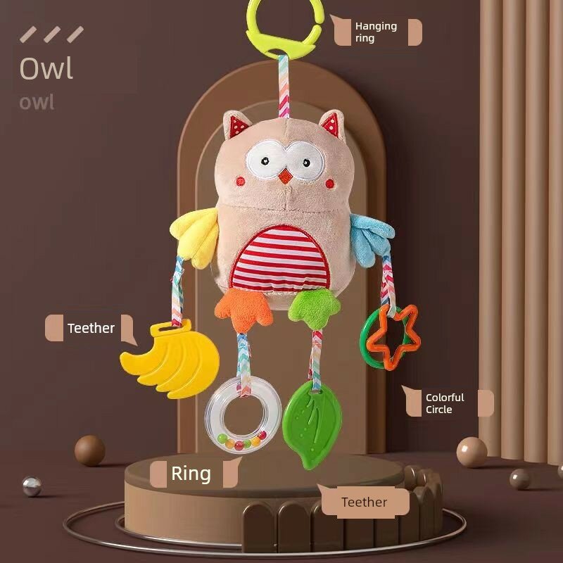 Сова игрушка-мобайл с кольцом, звуковой бумагой, погремушкой и звуком BB - Безопасный детский аксессуар для кроватки и