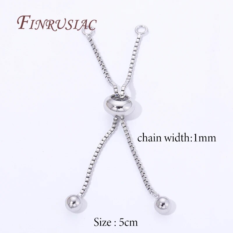 Цепочка для браслета FINRUSIAC, 5 см, Rhodium Plated
