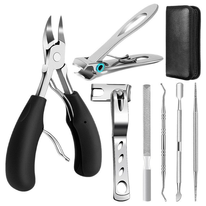 Набор щипцов для вросших ногтей, серые толстые изогнутые кусачки для ногтей, щипцы для вросших ногтей в форме орлиного клюва, триммер для ногтей на пальцах ног, кусачки для кутикулы из нержавеющей стали.
