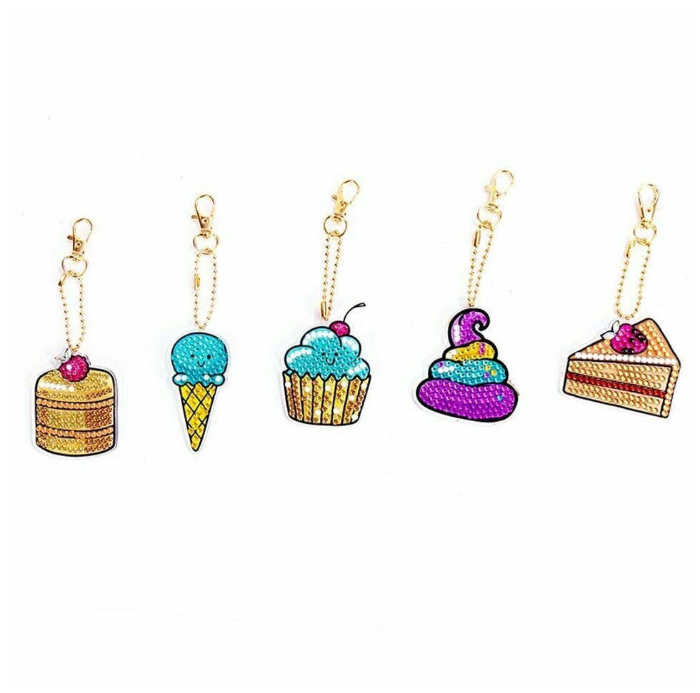 Набор для творчества / Алмазная мозаика / подарок ребенку / Набор для создания брелков из страз / пироженные