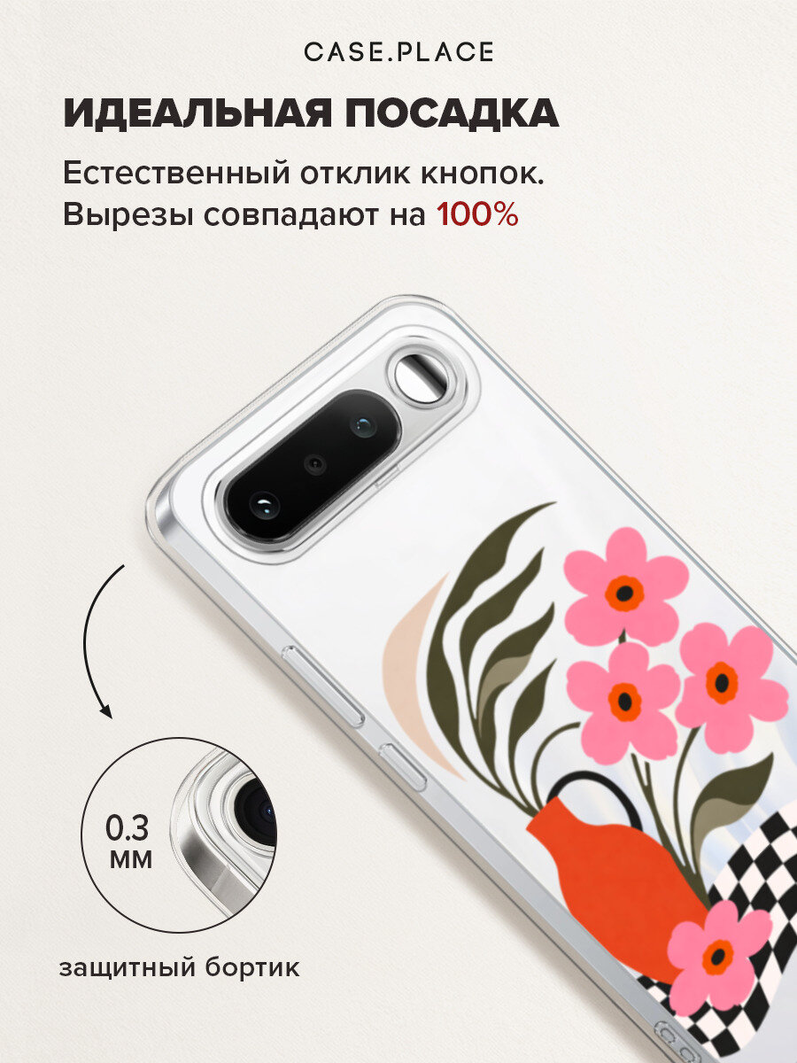 Силиконовый чехол на Realme 16 / Реалми 16 с принтом Ваза с цветами — фото 1