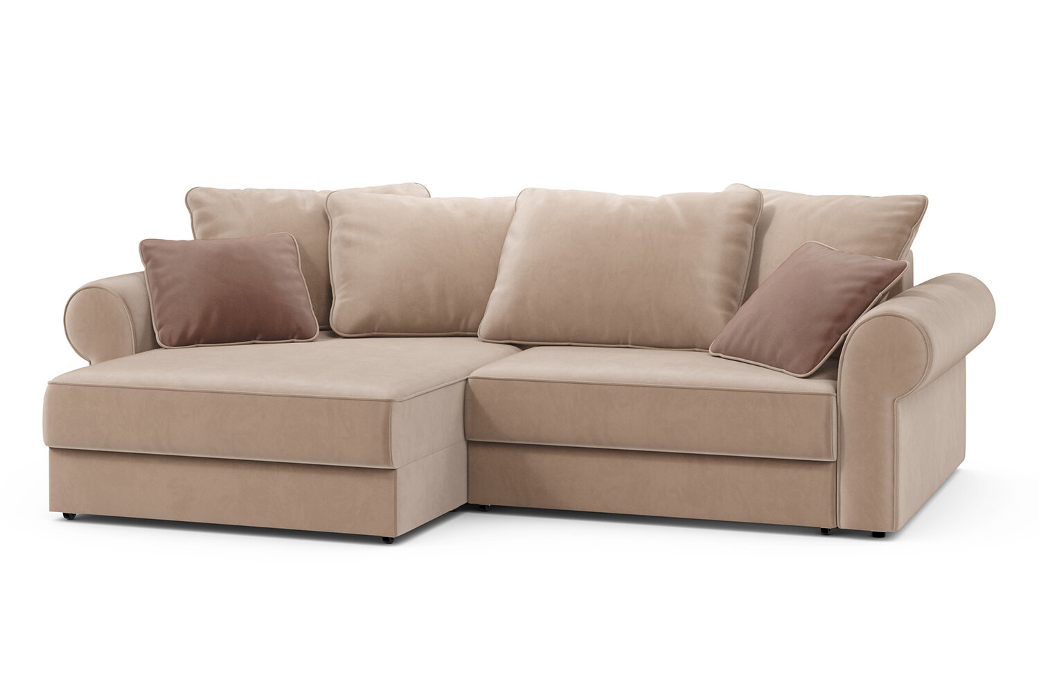 Угловой диван-кровать SOLANA Флоренция, велюр, 249х90х167, с универсальным углом, цвет бежевый