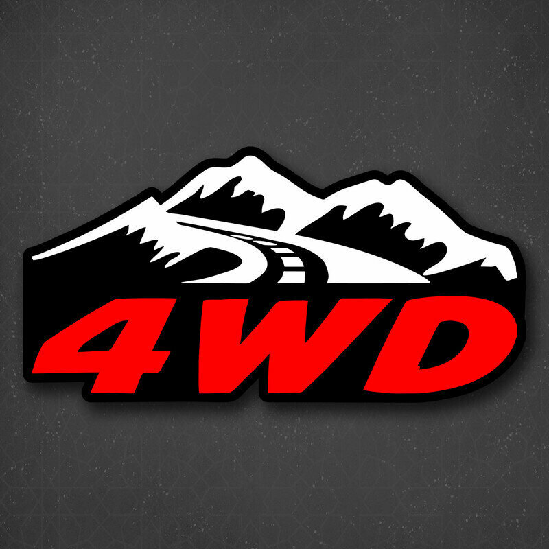 Наклейка на авто "Горы - 4WD" 24x12 см