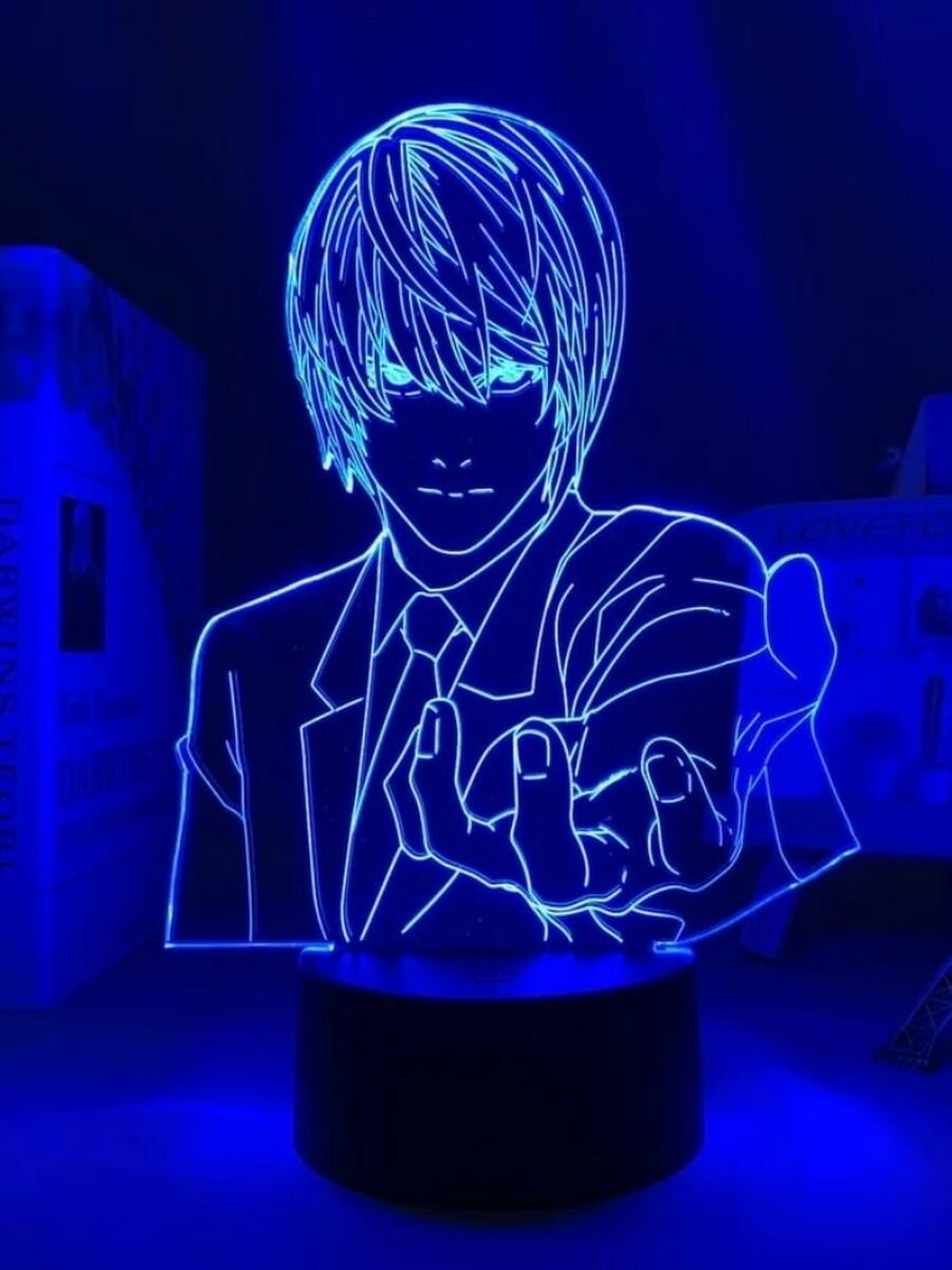 Ночник Аниме Тетрадь Смерти - Anime Death Note. Подарок фанату аниме и манги — декор в комнату с любимыми персонажами, в стиле отаку и японской анимации.