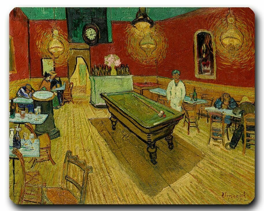Репродукция/Картина/Винсент Ван Гог "Ночное кафе"/Интерьерная фреска на доске/30х40см