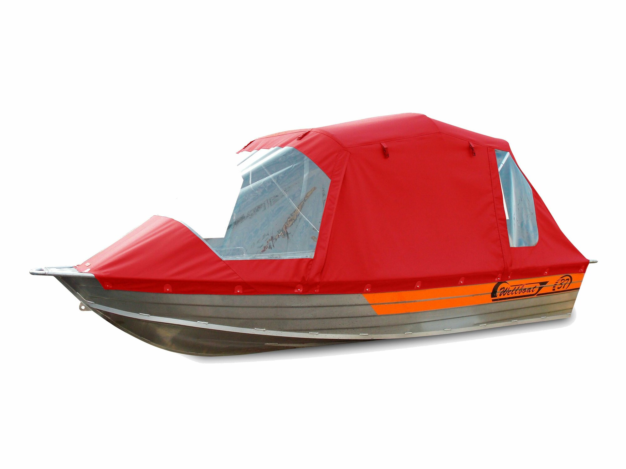 Wellboat-37. Вельбот-37. Тент ходовой с дугами с креплениями