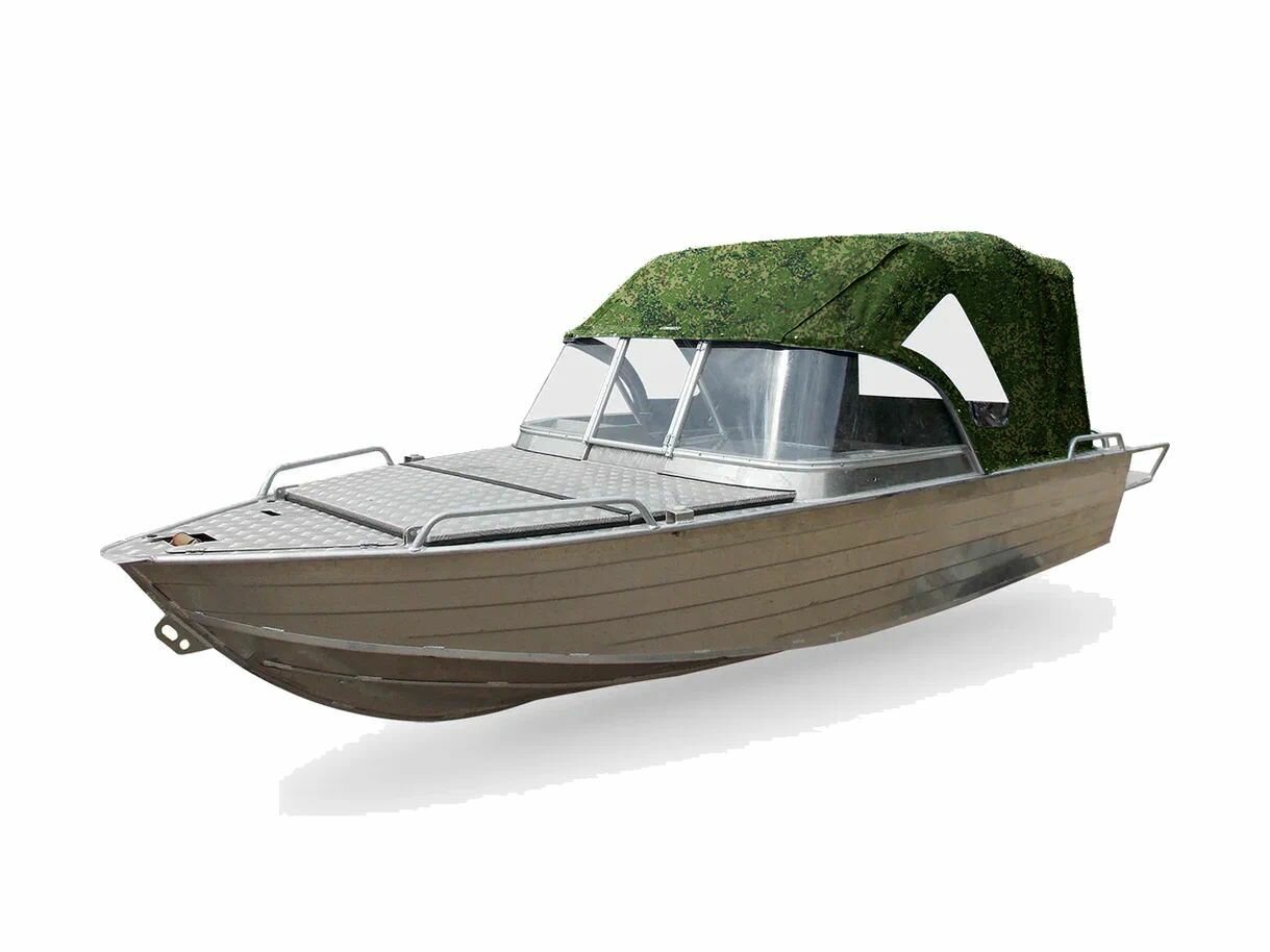 Wyatboat-460 DCM / Вятбот-460 ДЦМ. До рестайлинга. Тент с дугами с креплениями на штатное стекло