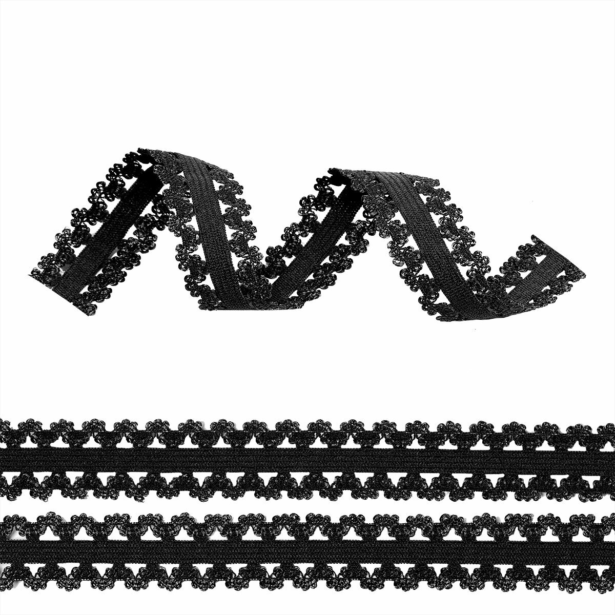 Резинка TBY бельевая ажурная, ширина 20мм, цвет F322 черный, уп.6+/-0,5м