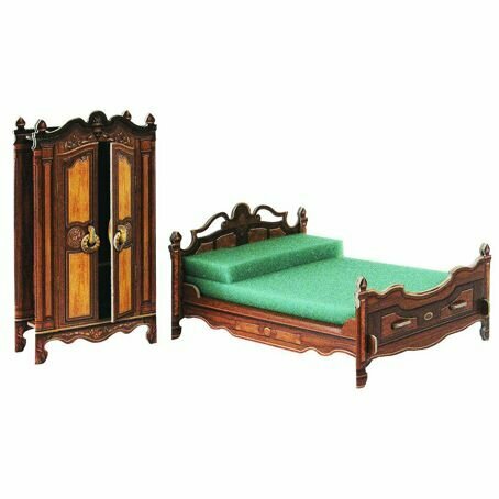 Набор для создания кукольной мебели Умная Бумага "Спальня", из картона, с инструкцией