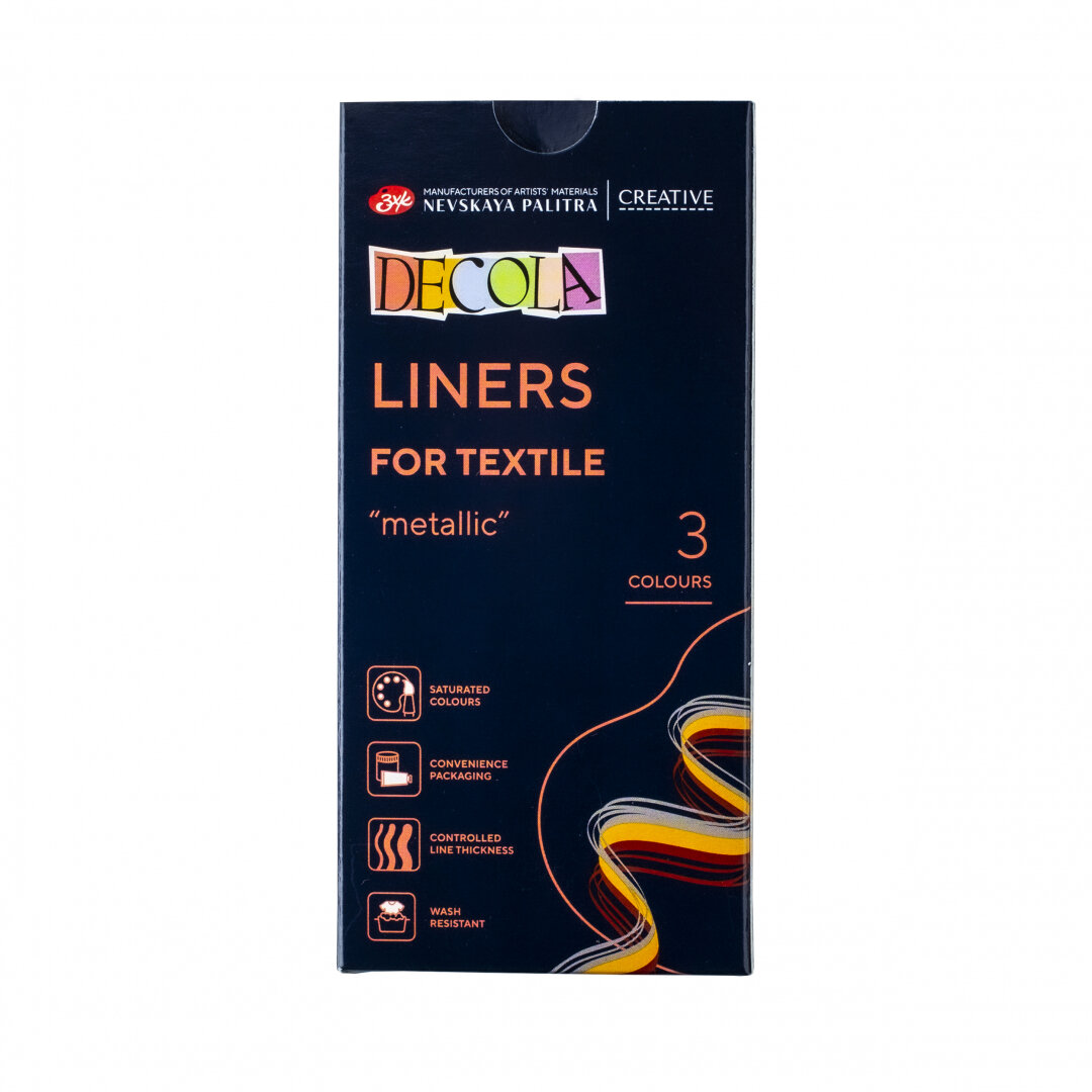 Невская Палитра Набор контуров по ткани Decola "металлик", 3х18мл